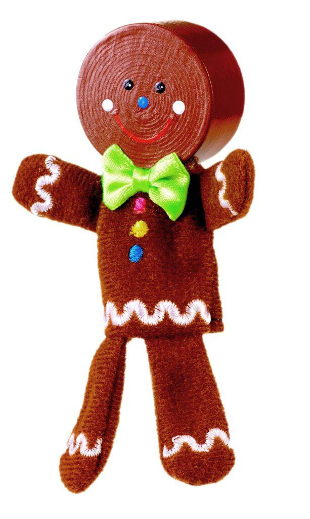 Gingerbread Man Wooden Head Finger Puppet | Planet Apple