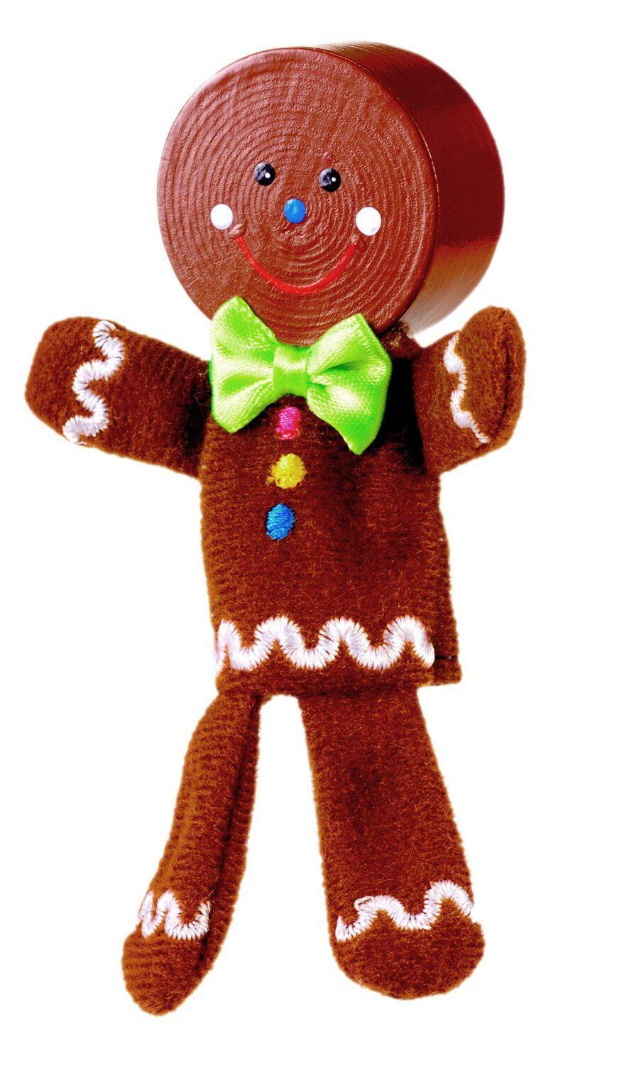 Gingerbread Man Wooden Head Finger Puppet | Planet Apple